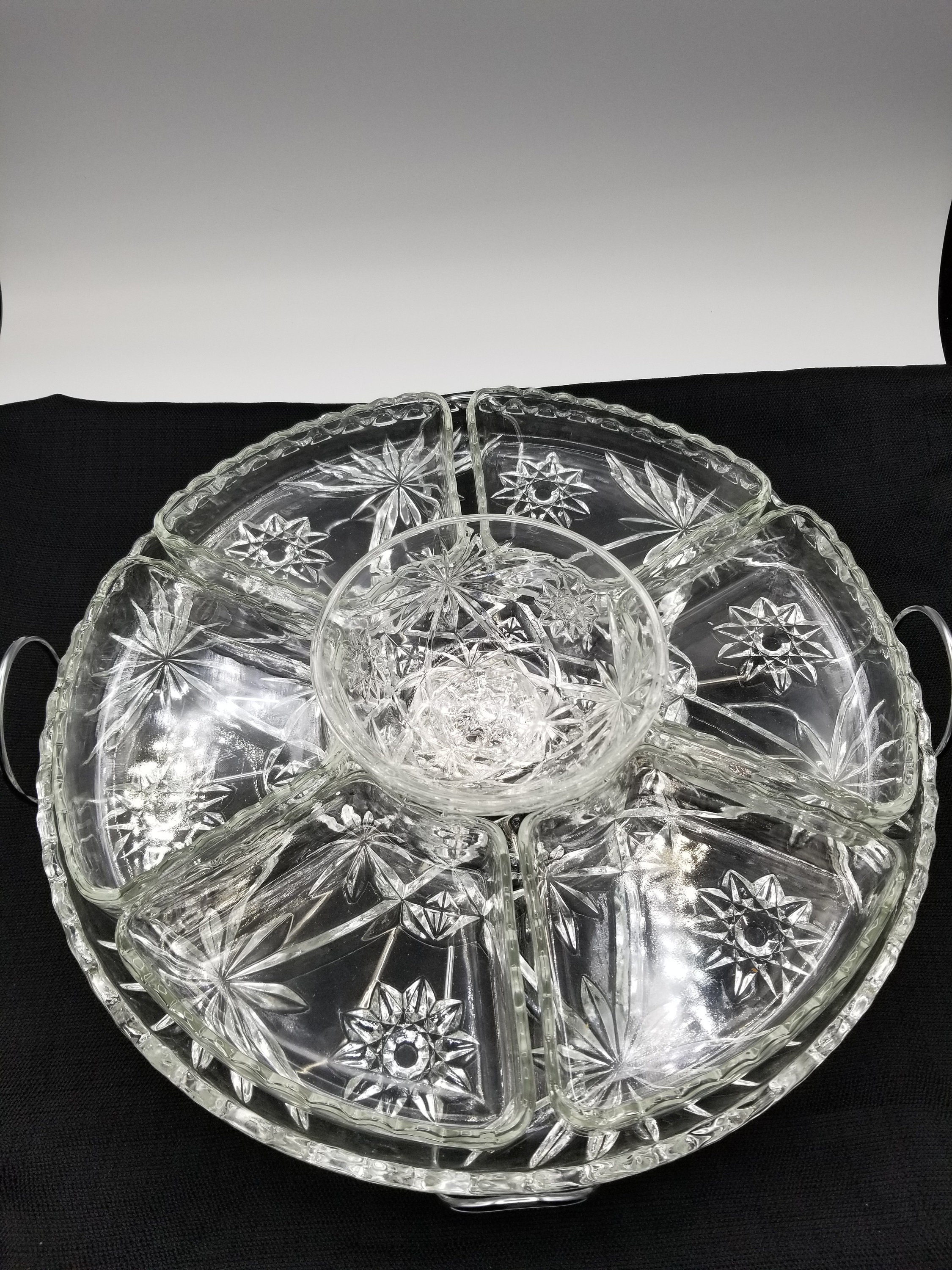 Lazy Susan ANCHOR HOCKING EAPC Six Point Star Clear Glass Vintage 9 ...