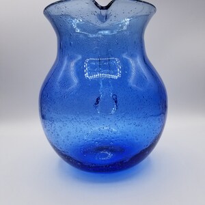 PITCHER Vintage HAND BLOWN Blue Glass 2 Quart Pitcher - Etsy