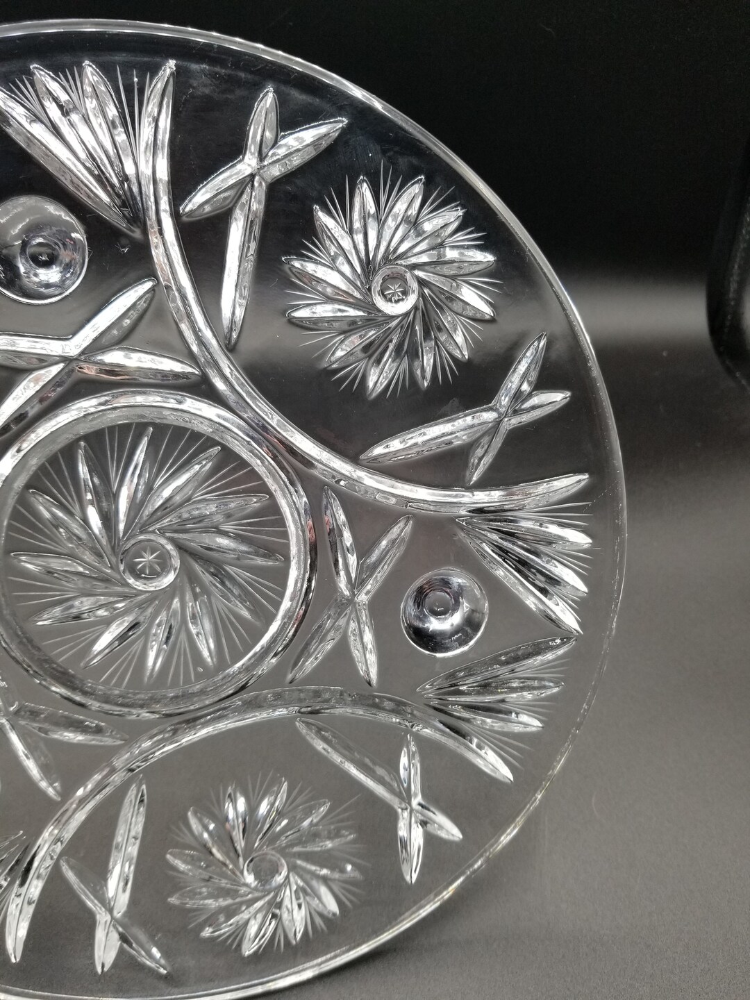 Cake Plate Vintage Pinwheel Pattern Footed Cake Stand Lead Crystal ...