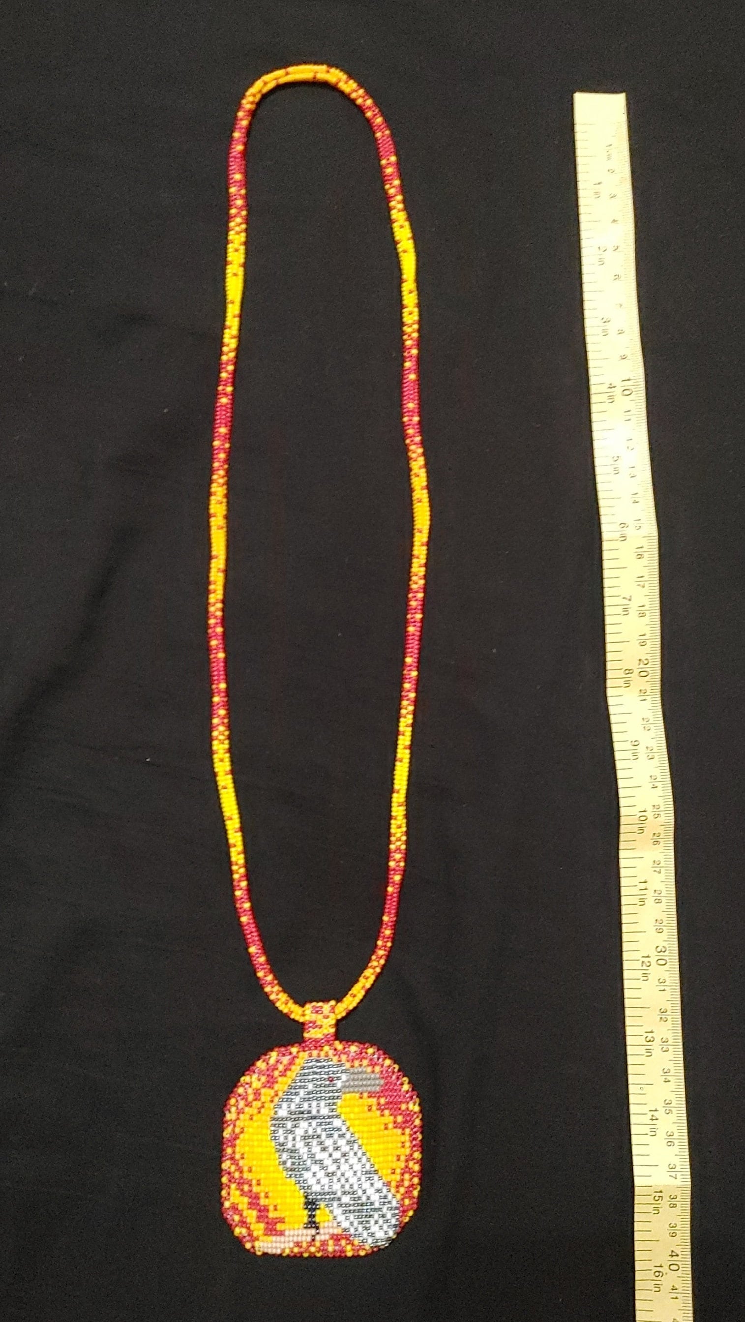 Raven Crow Medallion Beadwork South Dakota Native American Orange Red ...