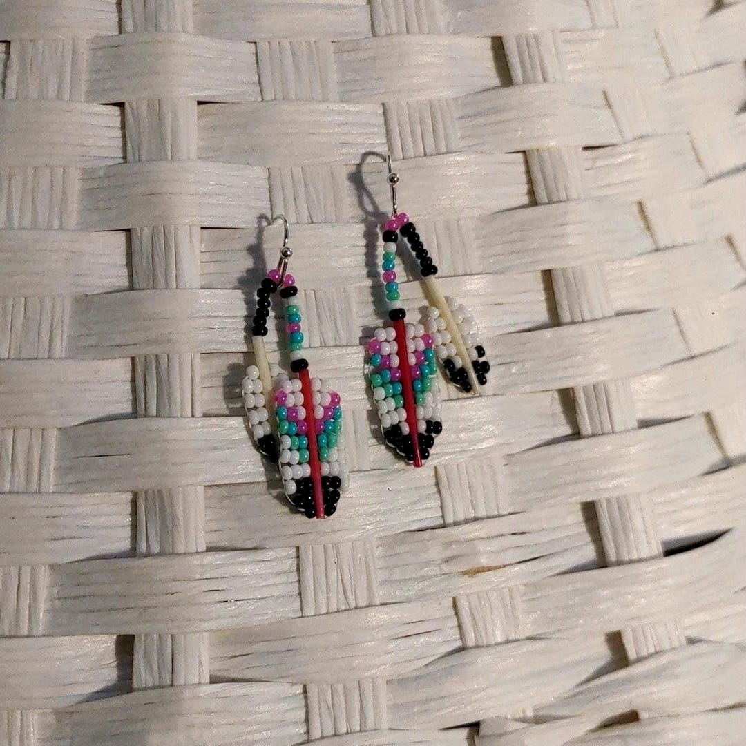 Feather Styled Porcupine Quill Earrings Handmade Native American South ...