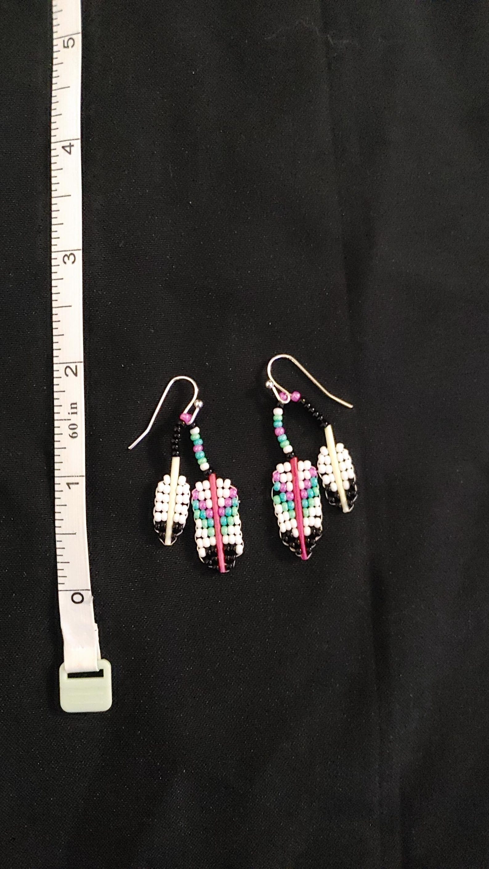 Feather Styled Porcupine Quill Earrings Handmade Native American South ...
