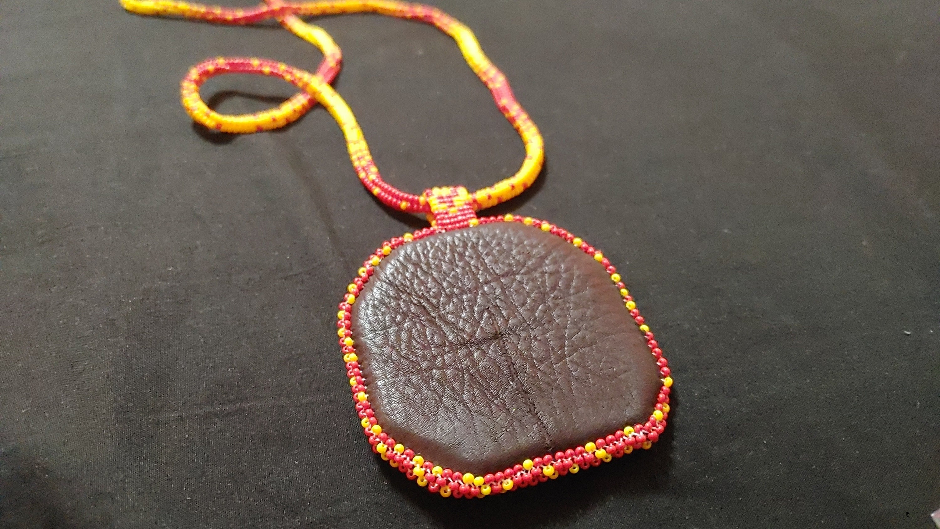 Raven Crow Medallion Beadwork South Dakota Native American Orange Red ...