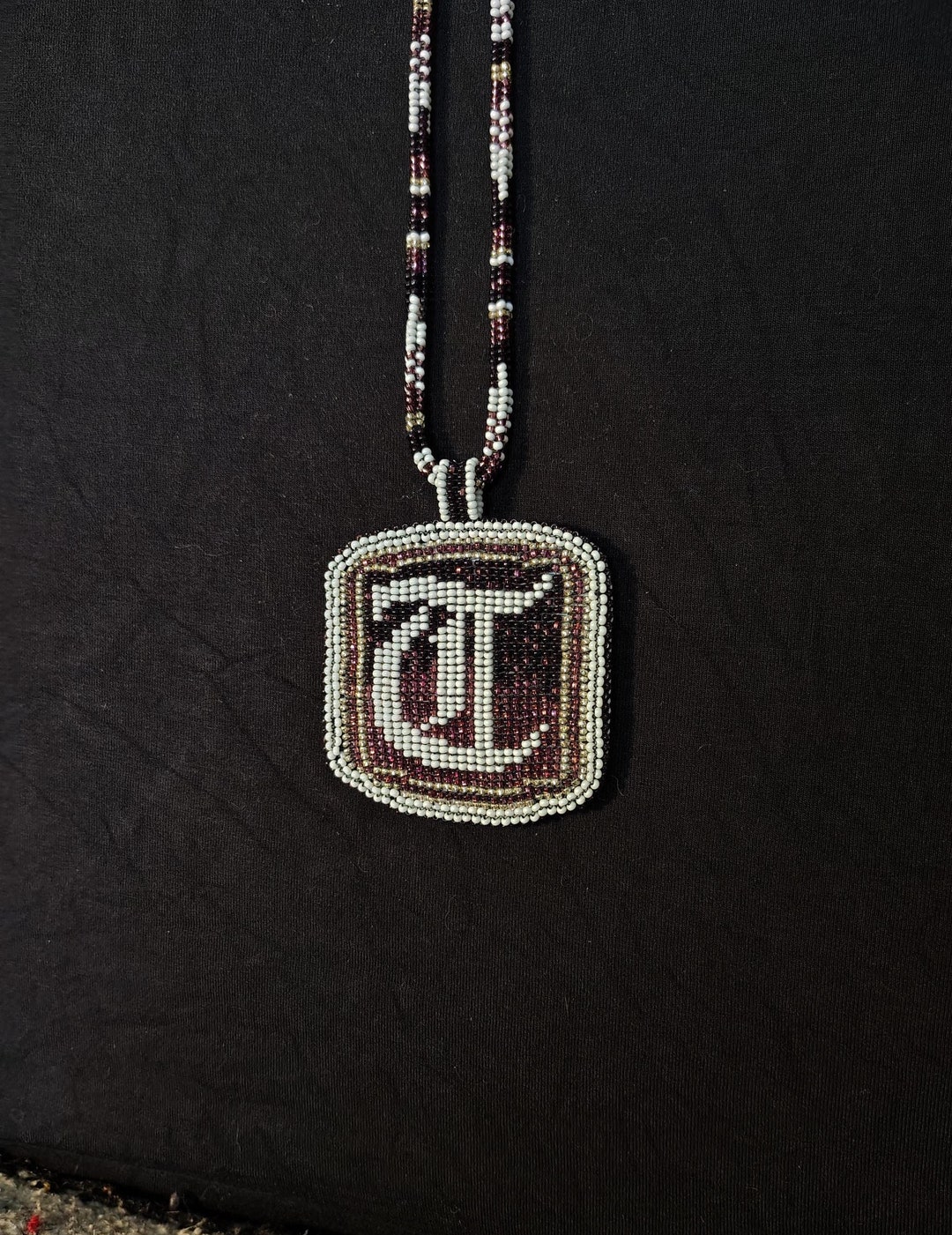 Old English Font Letter T Medallion Beadwork South Dakota Native ...