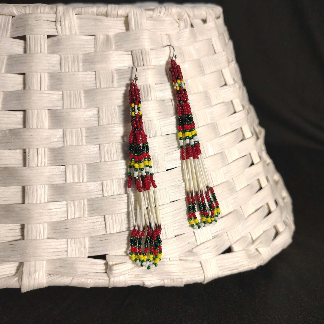 Porcupine Quill Earrings Handmade Native Black Hills SD Beadwork Glass ...