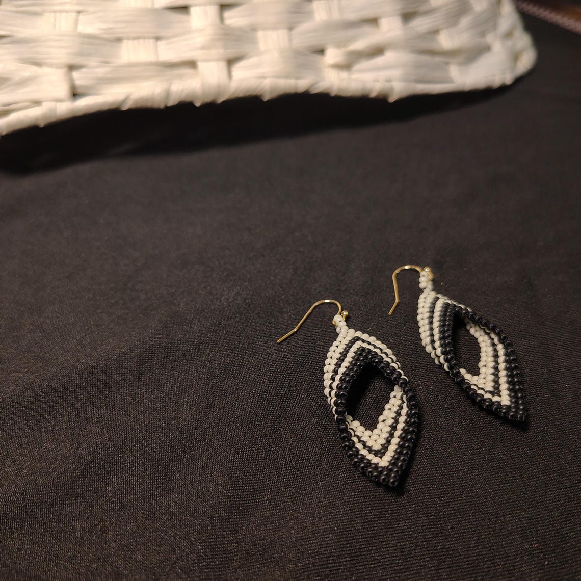 Black and White 3D Arrow Tubular Earrings Indigenous Native American ...