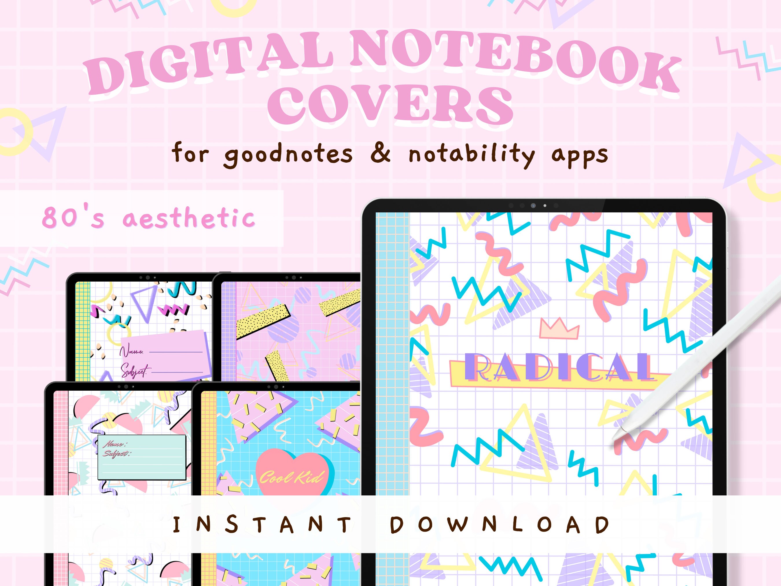 80s Aesthetic Digital Notebook Covers Goodnotes Covers - Etsy