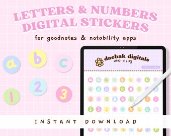 Cute Pastel Colour Alphabet Digital Stickers, Font Letters & Numbers ...