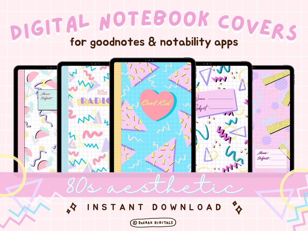 80s Aesthetic Digital Notebook Covers Goodnotes Covers - Etsy