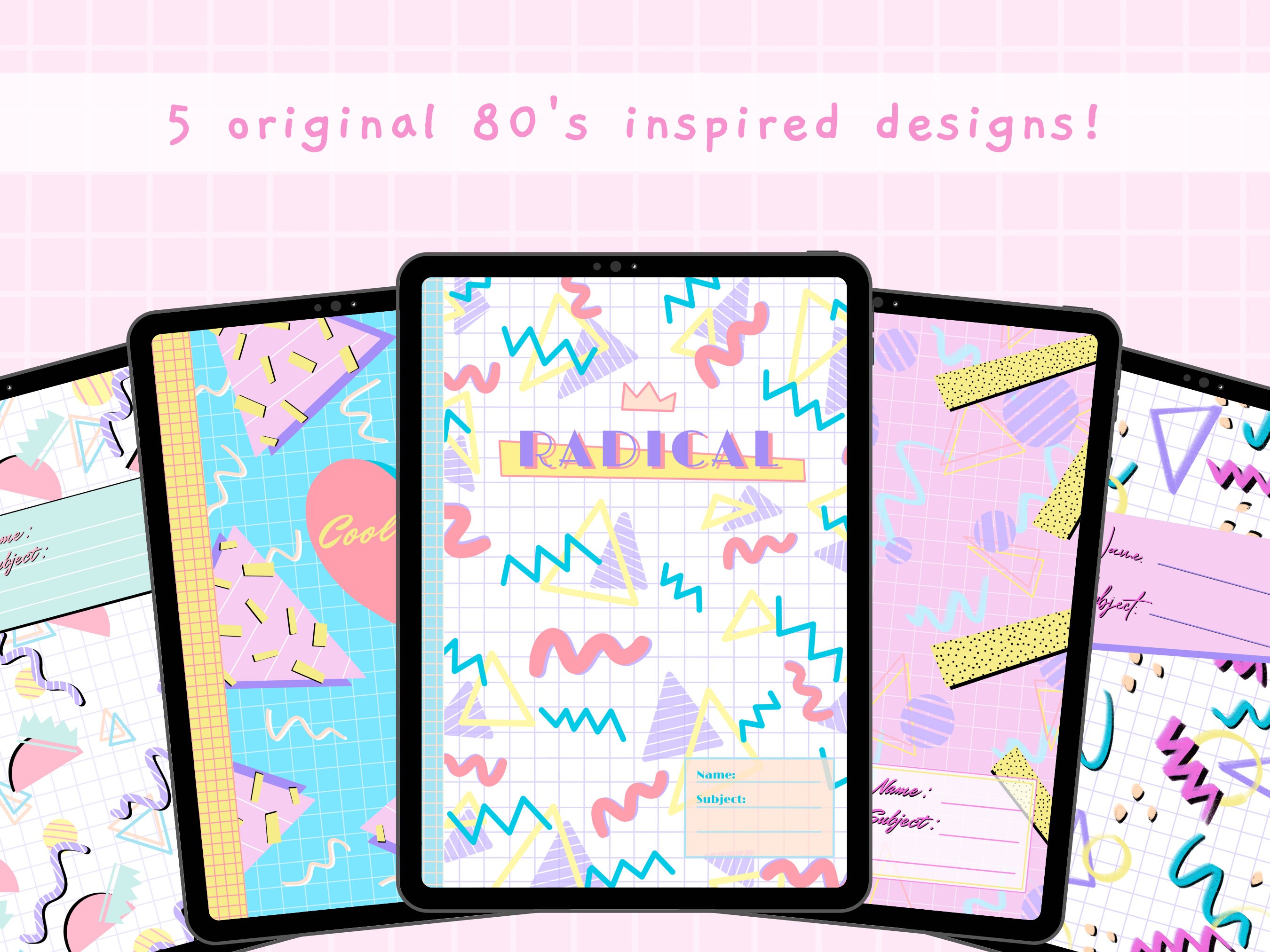 80s Aesthetic Digital Notebook Covers Goodnotes Covers - Etsy