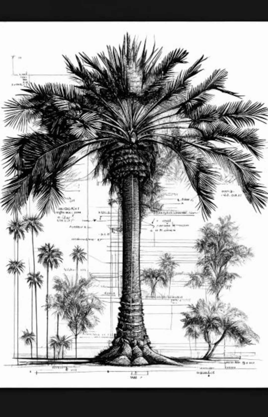 Stunning California Palm Tree Schematic - Precision Art for Tech and ...