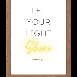 Matthew 5:16 Let Your Light Shine, PRINTABLE Christian Wall Art ...