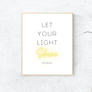 Matthew 5:16 Let Your Light Shine, PRINTABLE Christian Wall Art ...
