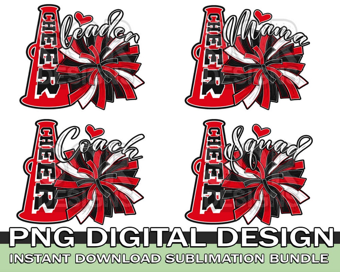 Red White & Black Cheerleader Bundle PNG, Cheer PNG, Cheer Mama PNG ...
