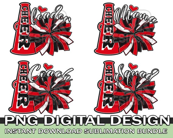 Red White & Black Cheerleader Bundle PNG Cheer PNG Cheer - Etsy