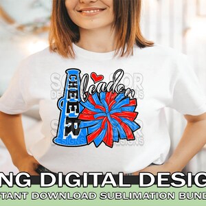 Blue & Red Cheerleader Bundle PNG, Cheer PNG, Cheer Mama PNG, Cheer ...