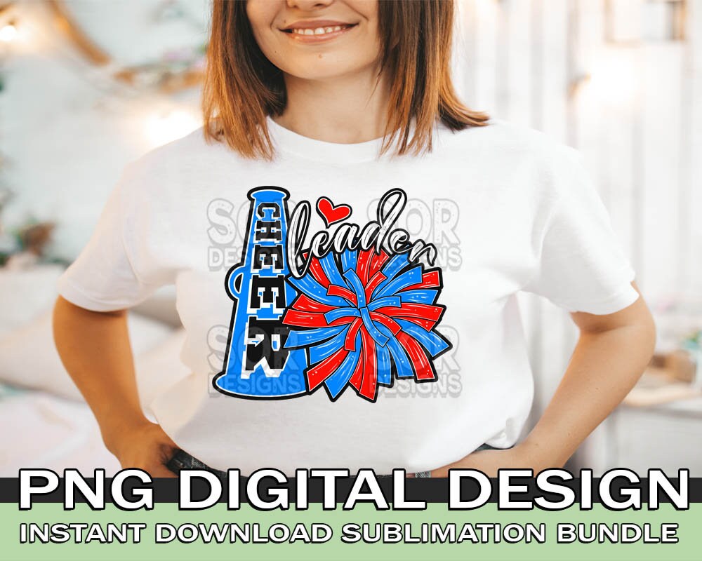 Blue & Red Cheerleader Bundle PNG, Cheer PNG, Cheer Mama PNG, Cheer ...