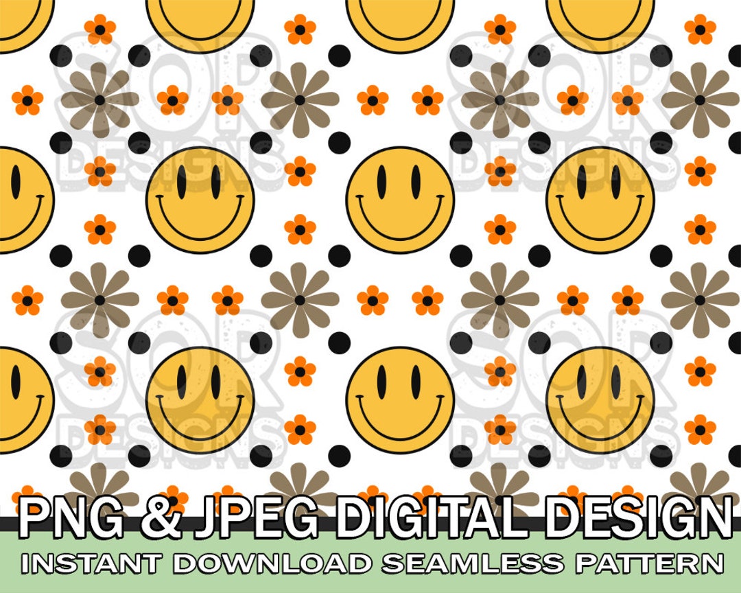 Smiley Face Retro Seamless Pattern, Smiley Face Pattern, Retro Pattern ...
