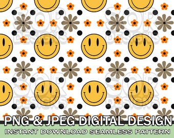 Smiley Face Retro Seamless Pattern, Smiley Face Pattern, Retro Pattern ...