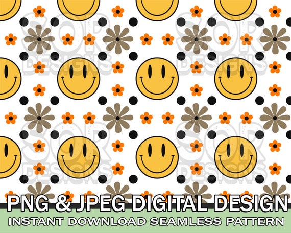 Smiley Face Retro Seamless Pattern Smiley Face Pattern Retro - Etsy