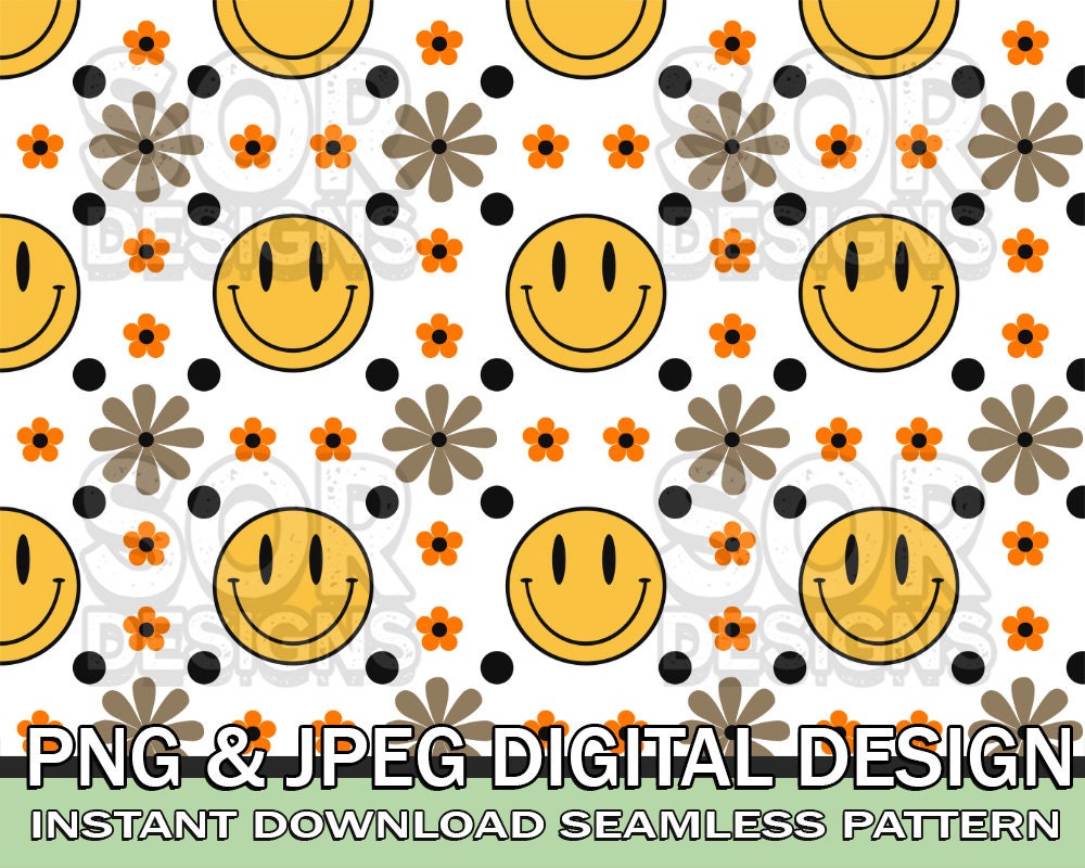 Smiley Face Retro Seamless Pattern, Smiley Face Pattern, Retro Pattern ...