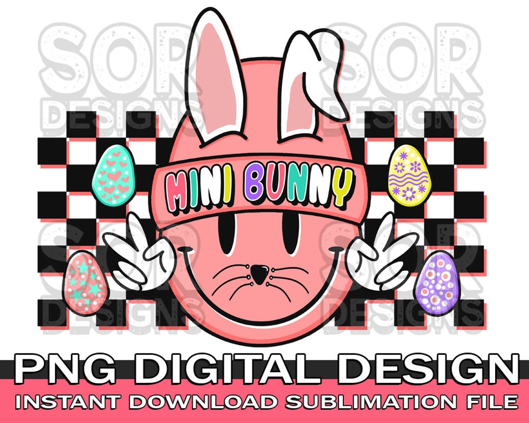 Retro Mini Bunny PNG, Retro Easter PNG, Easter Smiley PNG, Groovy ...