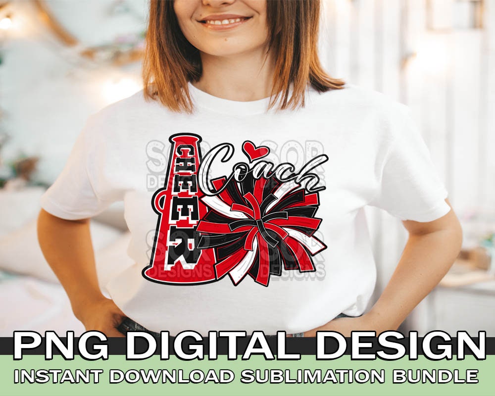 Red White & Black Cheerleader Bundle PNG, Cheer PNG, Cheer Mama PNG ...