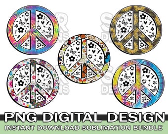 Peace PNG Front and Back PNG Bundle-groovy Sublimation Digital Design ...