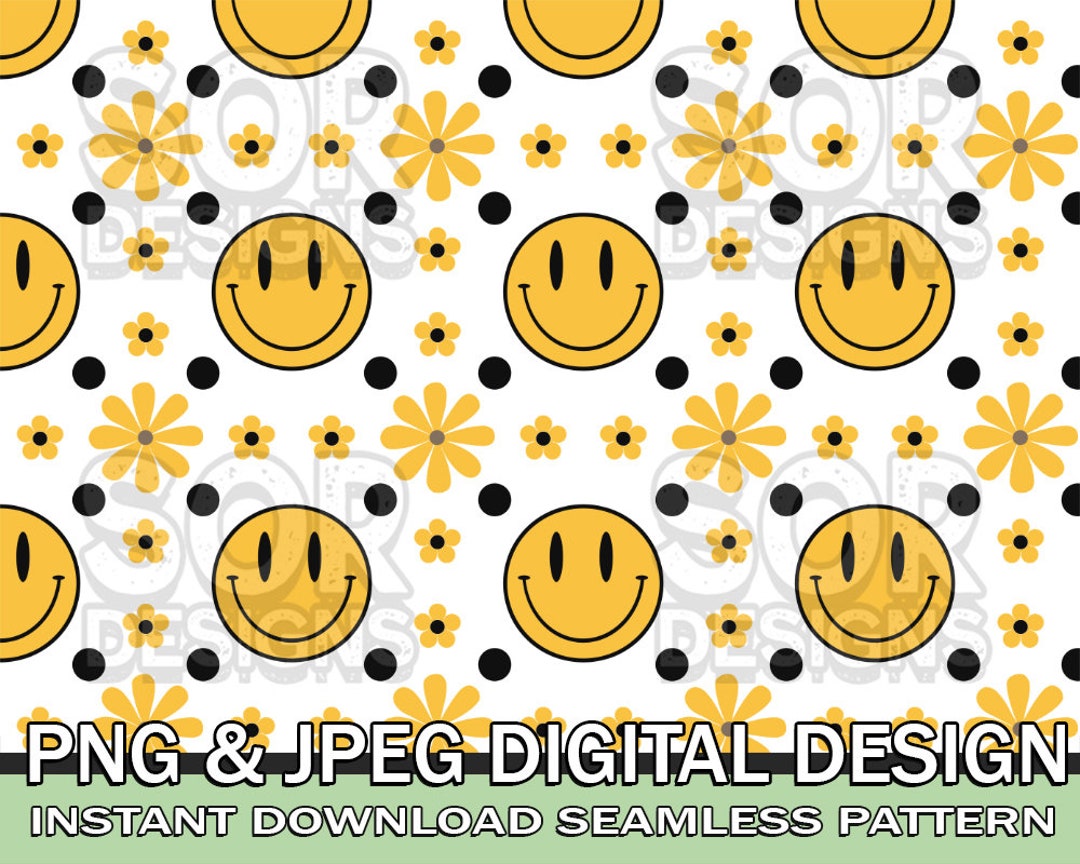 Smiley Face Retro Seamless Pattern, Smiley Face Pattern, Retro Pattern ...