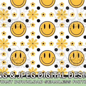 Smiley Face Retro Seamless Pattern, Smiley Face Pattern, Retro Pattern ...