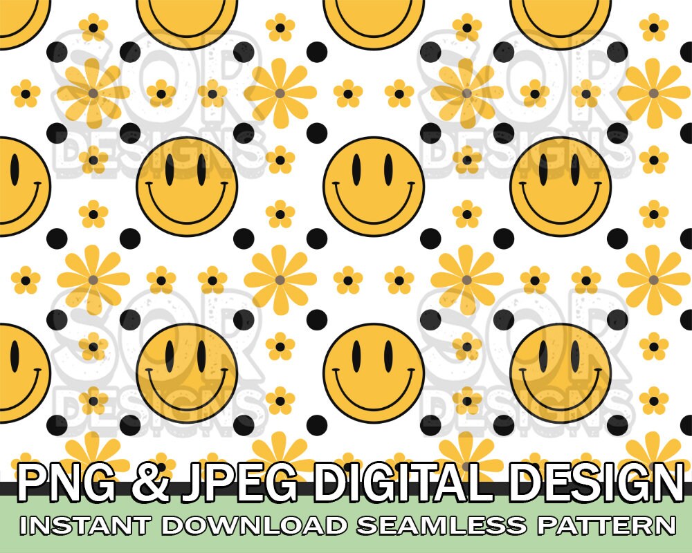 Smiley Face Retro Seamless Pattern, Smiley Face Pattern, Retro Pattern ...