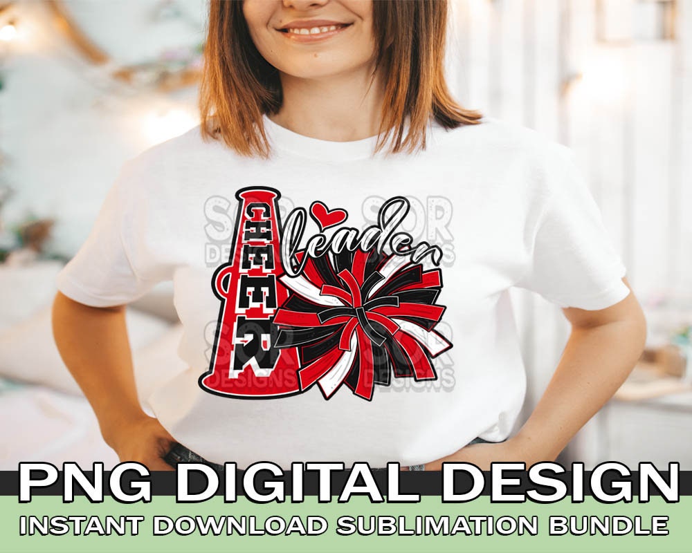 Red White & Black Cheerleader Bundle PNG, Cheer PNG, Cheer Mama PNG ...