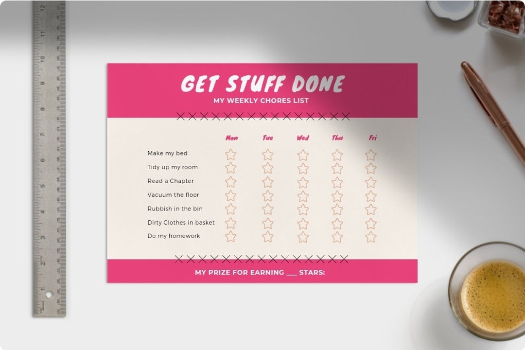Printable PDF Chore Chart Pink - Etsy