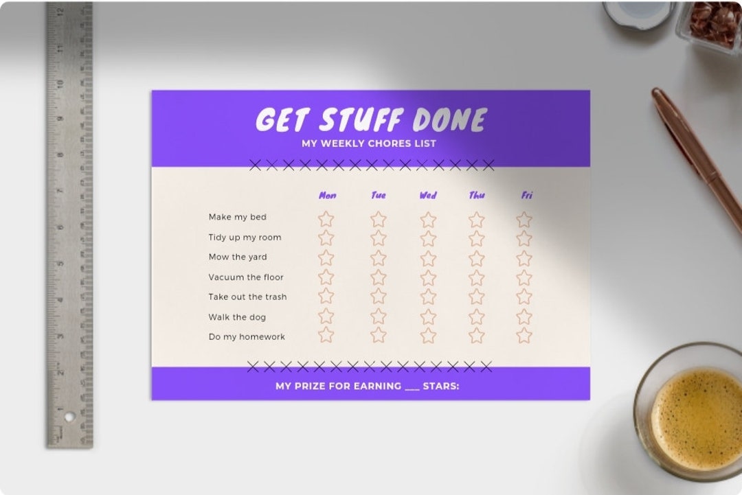 Tabla de tareas en PDF imprimible, color morado - Etsy México