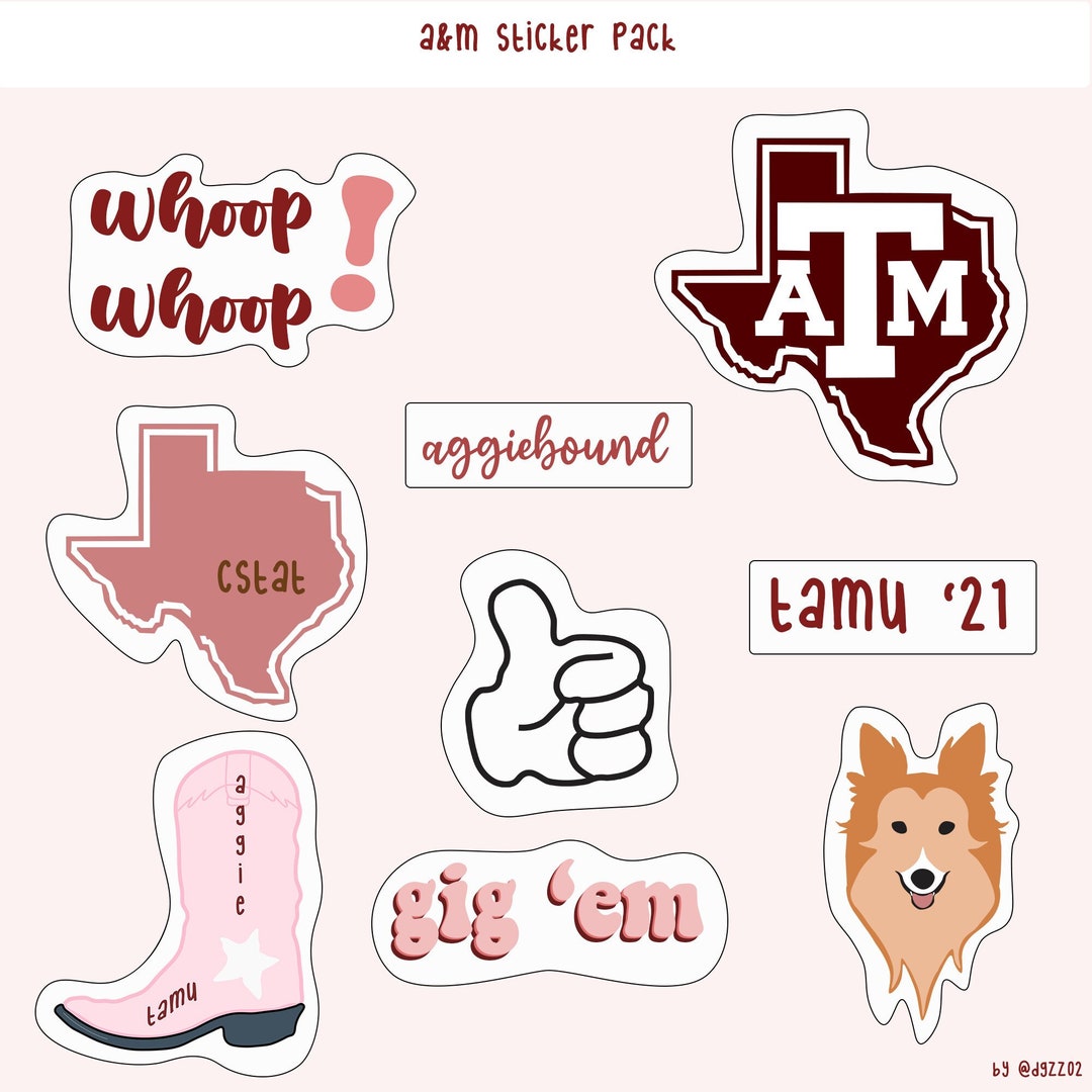 Texas A&M Sticker Pack - Etsy