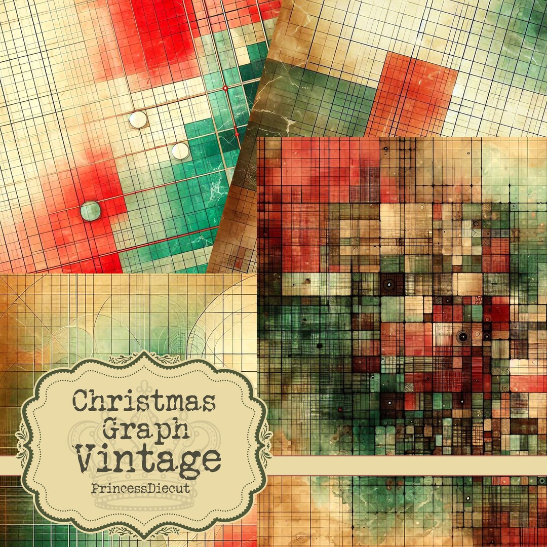 Christmas Graph Vintage Paper: Junk Journal Printable (PDF) - Etsy
