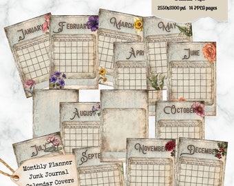 Junk Journal Printable Pages Garden Variety Flowers JPEG Backgrounds ...