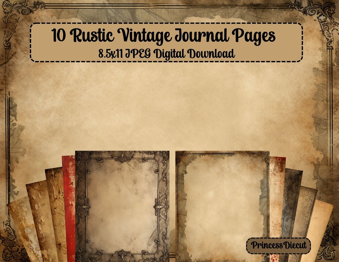 Rustic Vintage Journal Pages: Printable Ephemera, Scrapbook Tags ...