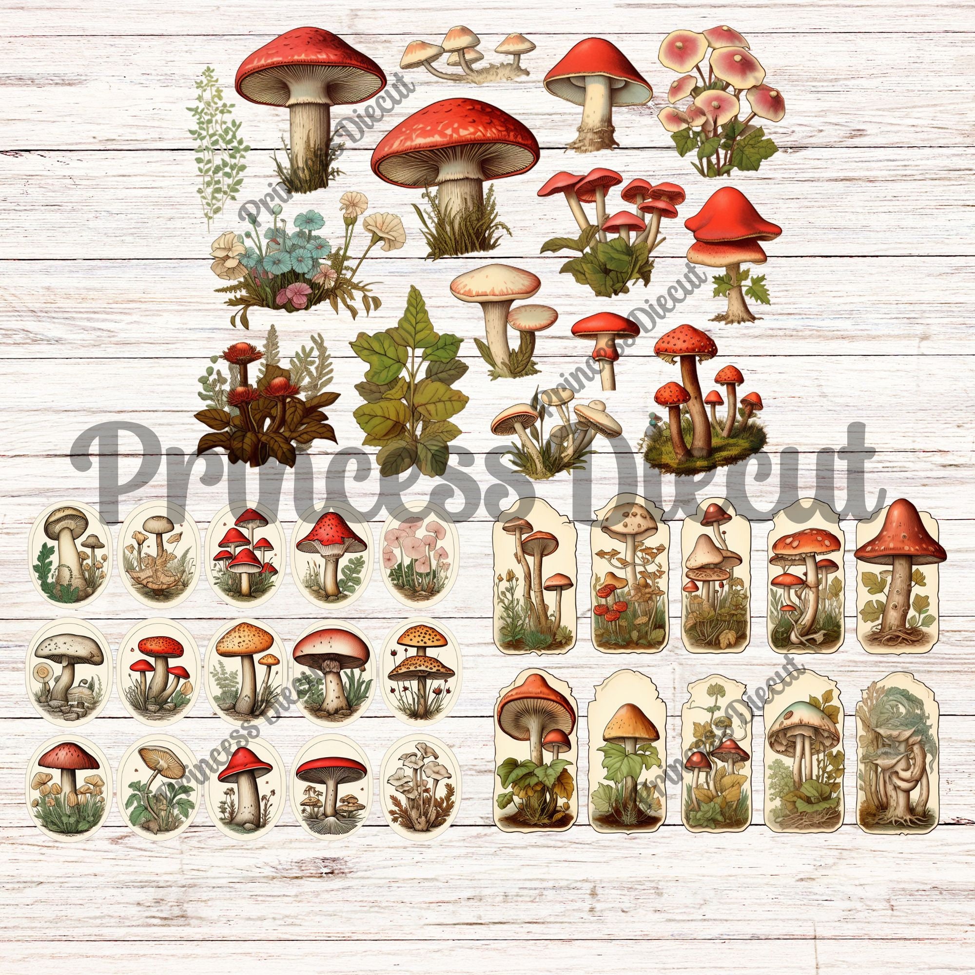 Mushroom Clipart, Card Making, Scrapbook Embellishments, Journal ...