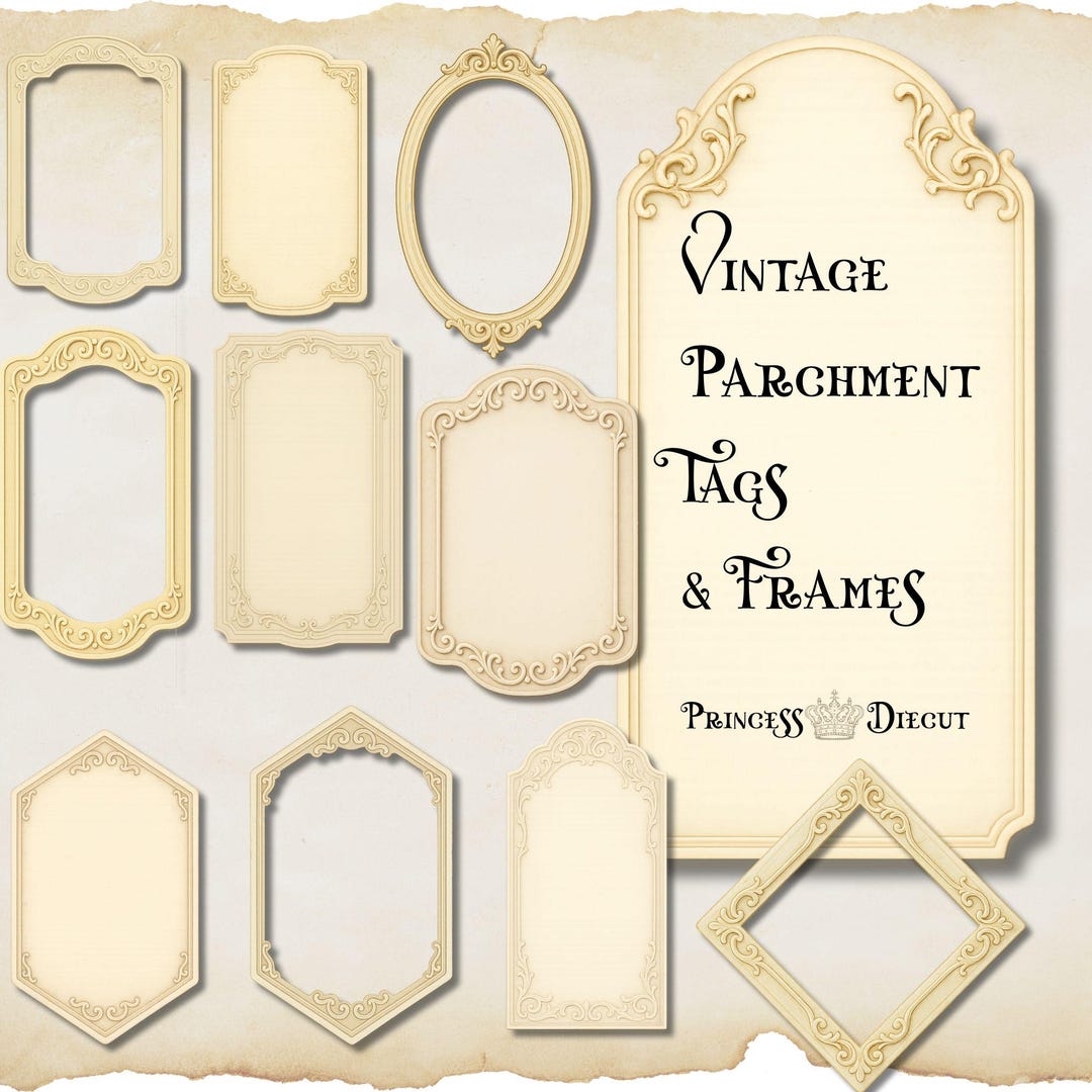 Vintage Parchment Frames | Ephemera for Junk Journals, Scrapbooking ...