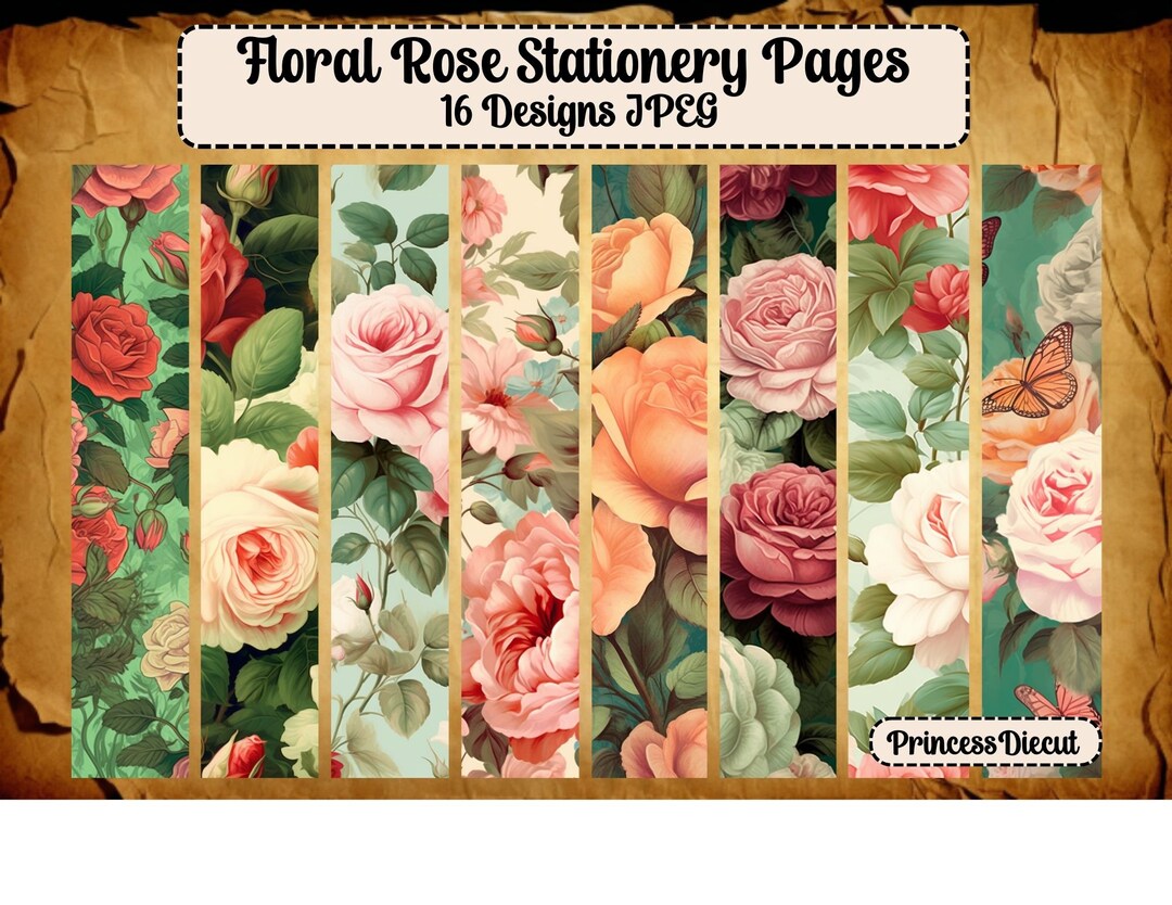 Pretty Roses Digital Junk Journal Pages - Etsy