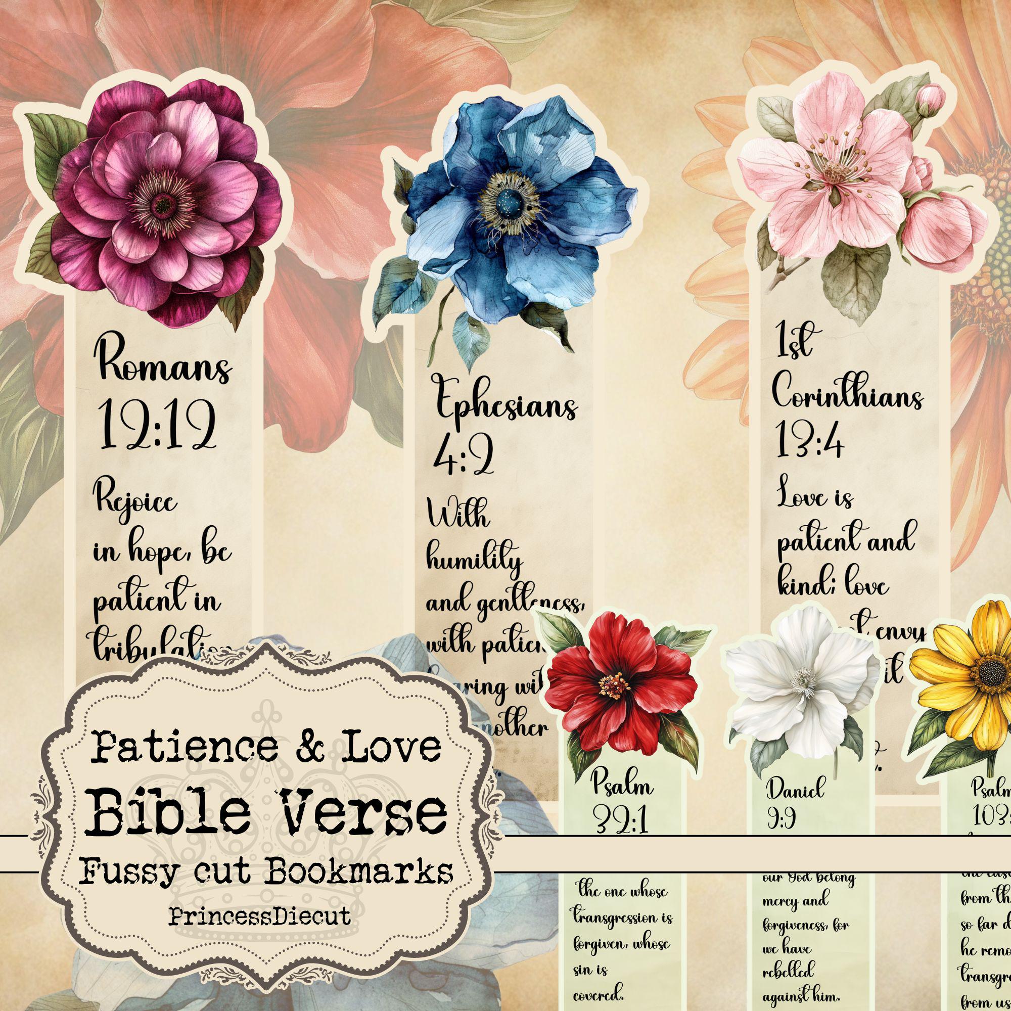 Christian Bookmark Clipart: Love & Patience Bible Verse (digital ...