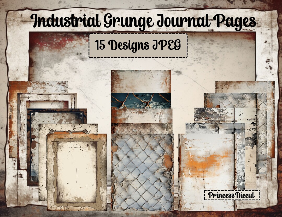 Industrial Grunge Journal Pages Printable Stationery | Background Pages ...
