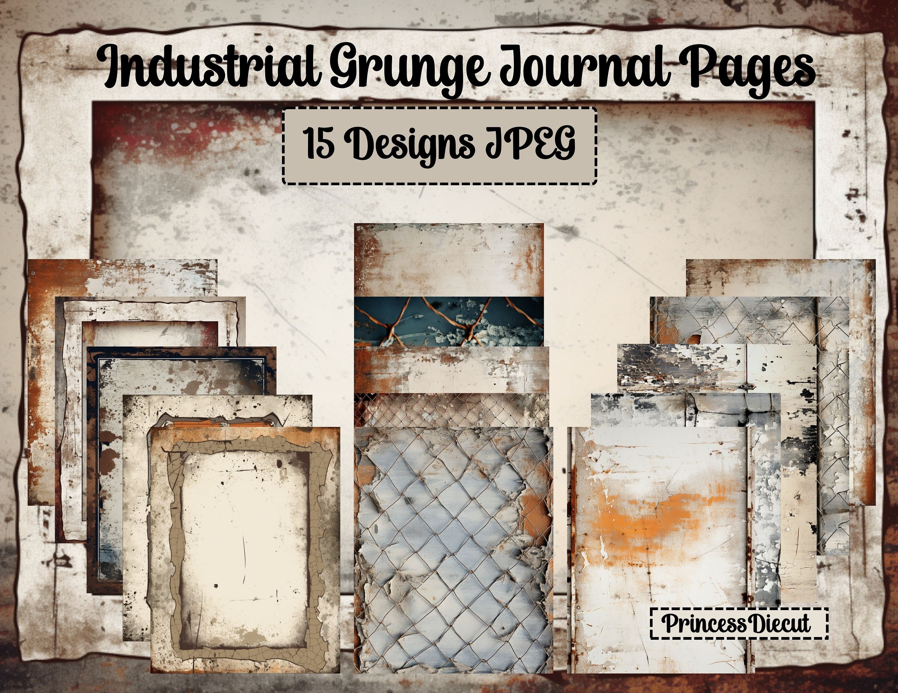Industrial Grunge Journal Pages Printable Stationery | Background Pages ...