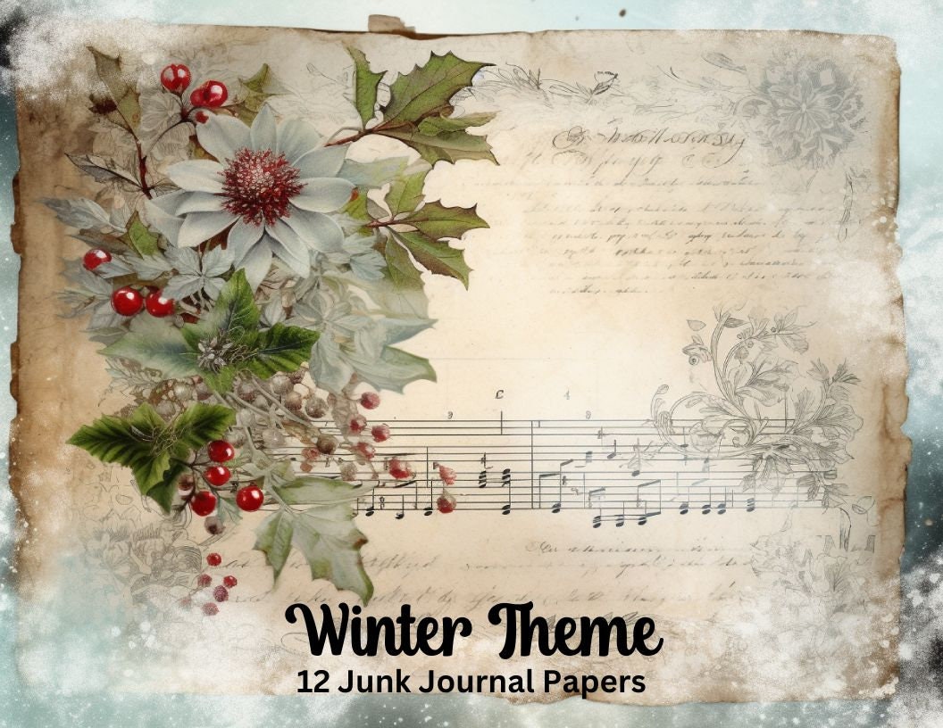 Winter and Holiday Digital Junk Journal Pages - Etsy