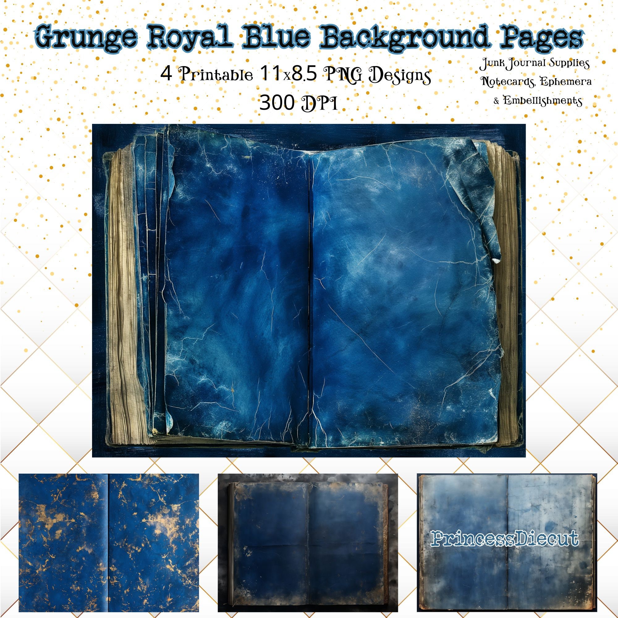 Grunge Royal Blue Junk Journal Paper: Printable Background (PDF) - Etsy