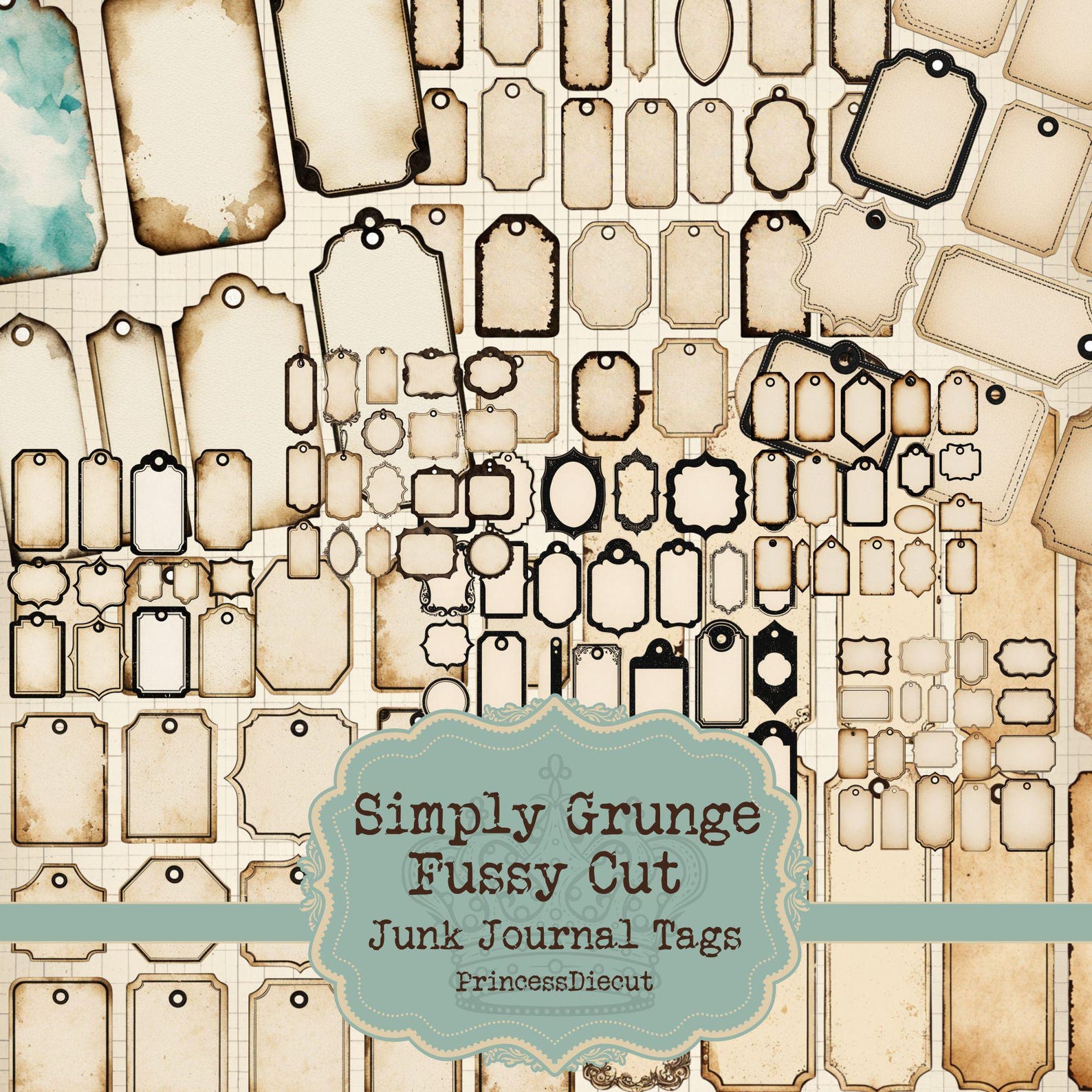Junk Journal Printable Fussy Cut Tags 10 Page Bundle | Clipart, for ...