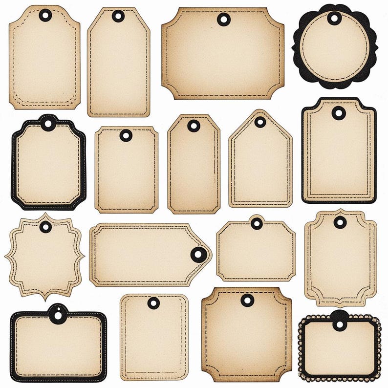 Grunge Printable Journal Tags: Fussy Cut Clipart Bundle (digital ...