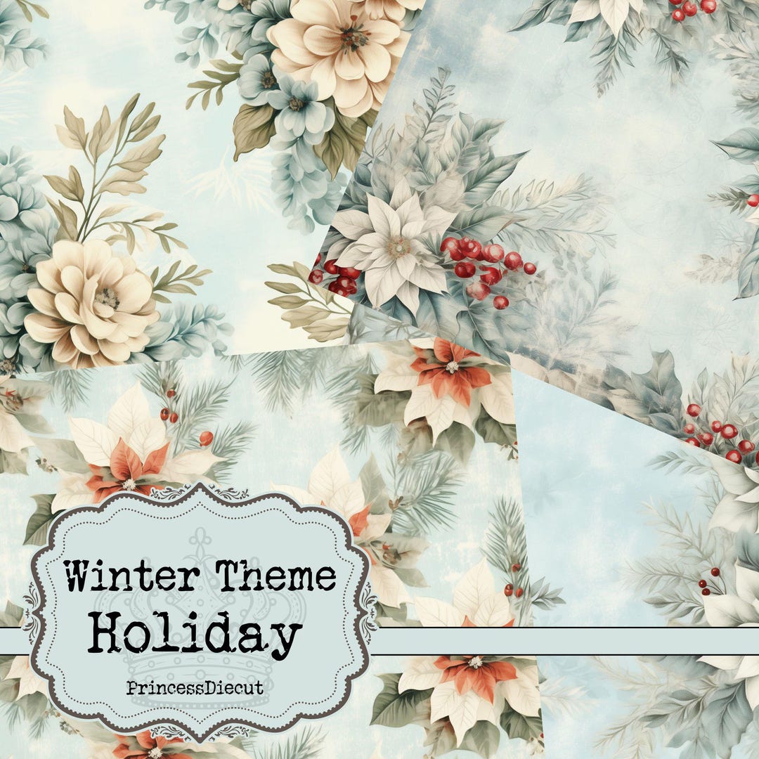 Winter Theme Holiday Printable Digital Junk Journal Pages ...