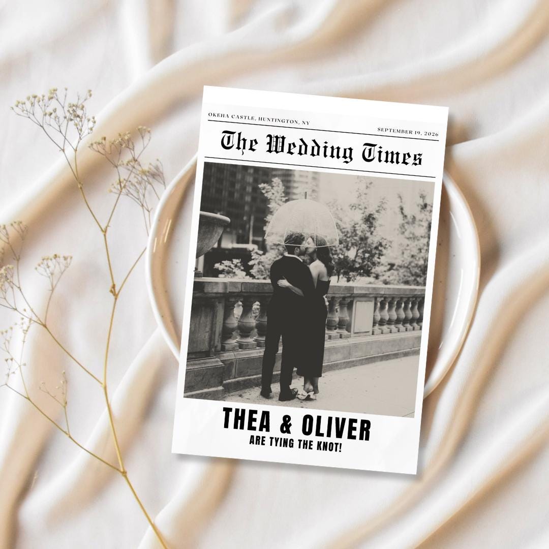 Save the Date Newspaper Template Wedding Save the Date Card Template ...